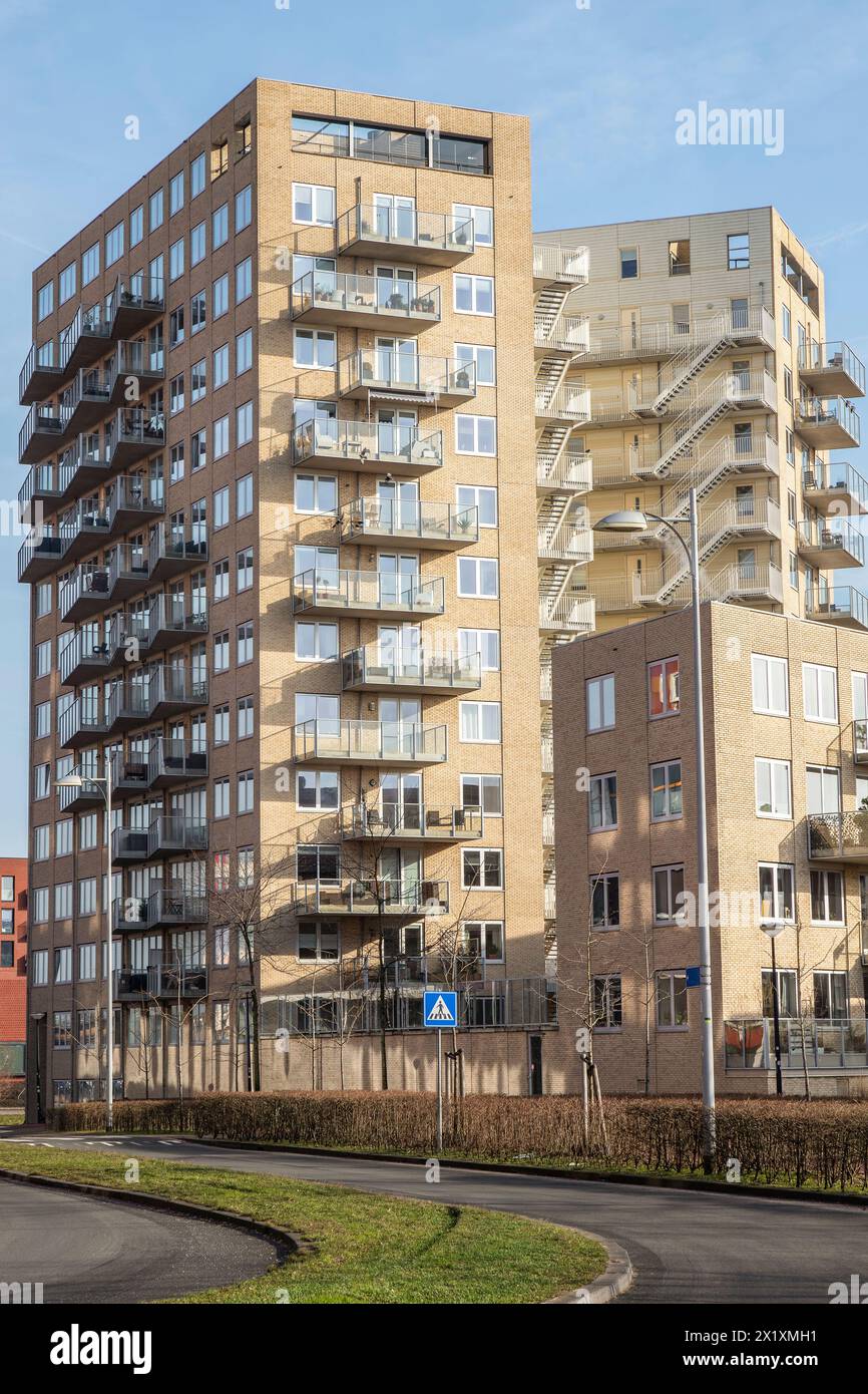 High residential tower block with balconies in Amersfoort Stock Photo ...