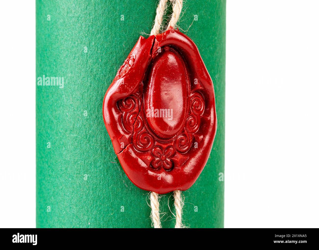 Old fashioned medieval red wax seal imprinted with an ornate design ...