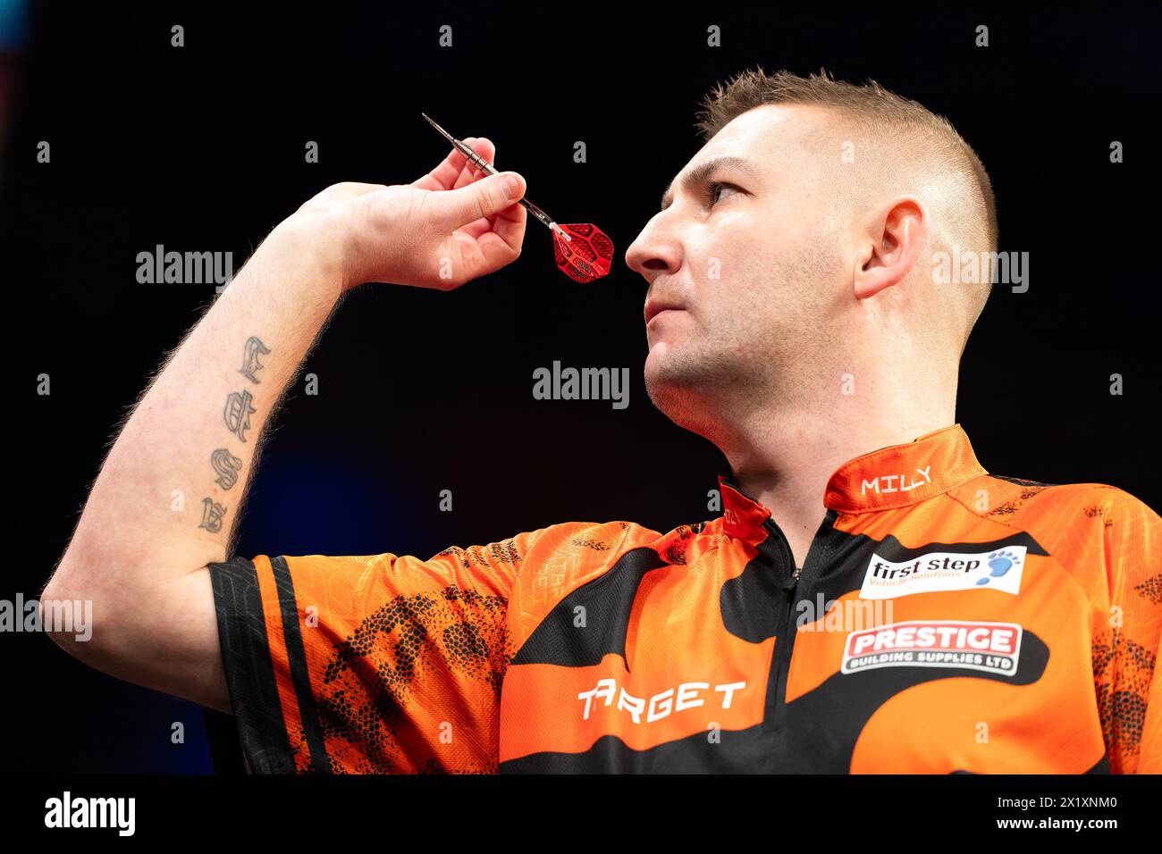 ROTTERDAM, NETHERLANDS - APRIL 18: Nathan Aspinall of England during the 2024 BetMGM Premier ...