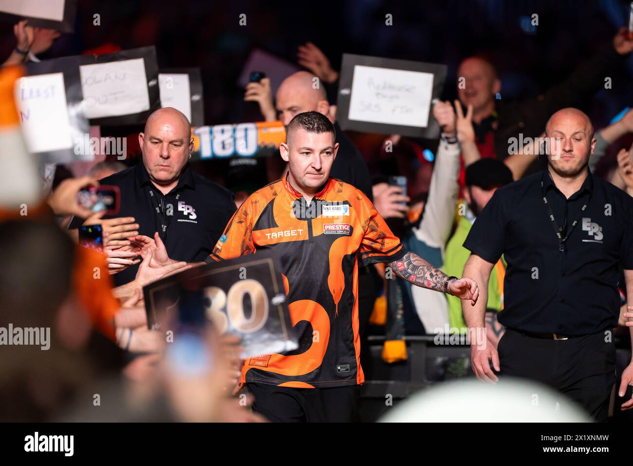 ROTTERDAM, NETHERLANDS - APRIL 18: Nathan Aspinall of England during the 2024 BetMGM Premier ...