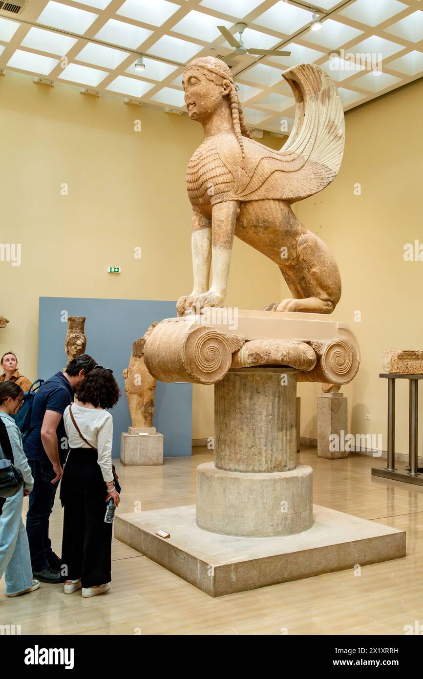The Naxos Sphinx, Delphi Archaeological Museum, Delphi, Greece Stock ...