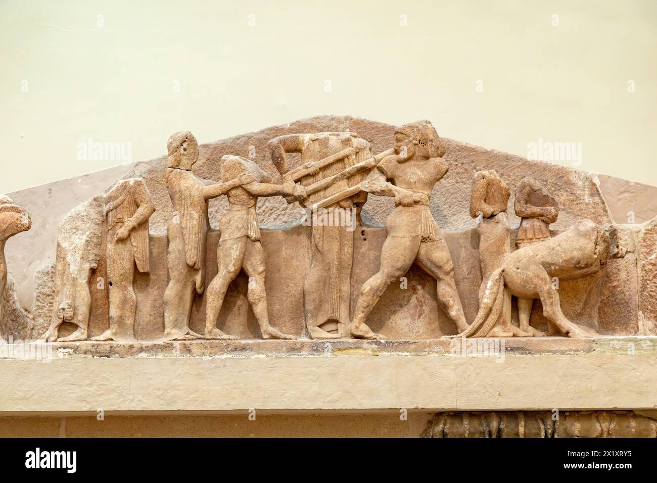 East pediment of the Siphnian Treasury in the Archeological Museum of ...