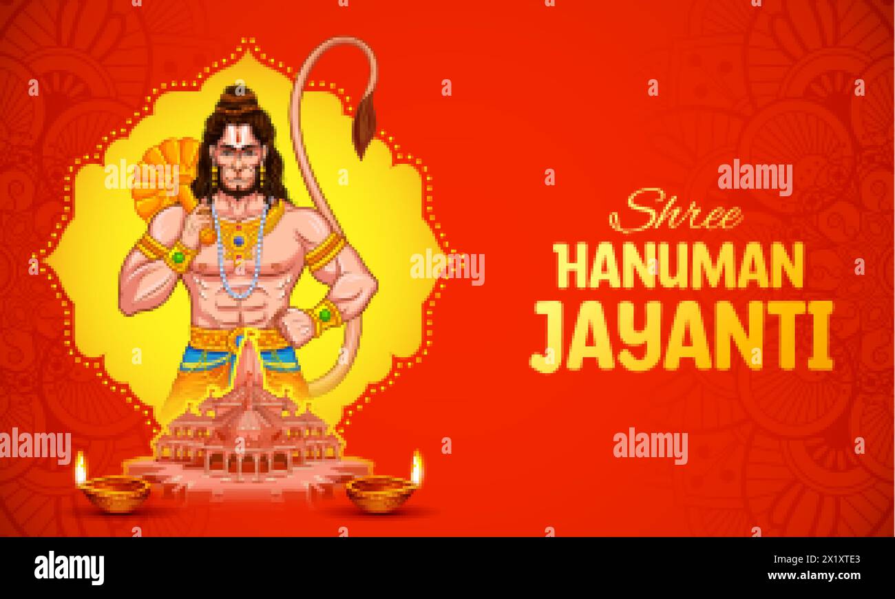 illustration of Lord Hanuman for Hanuman Jayanti Janmotsav celebration ...
