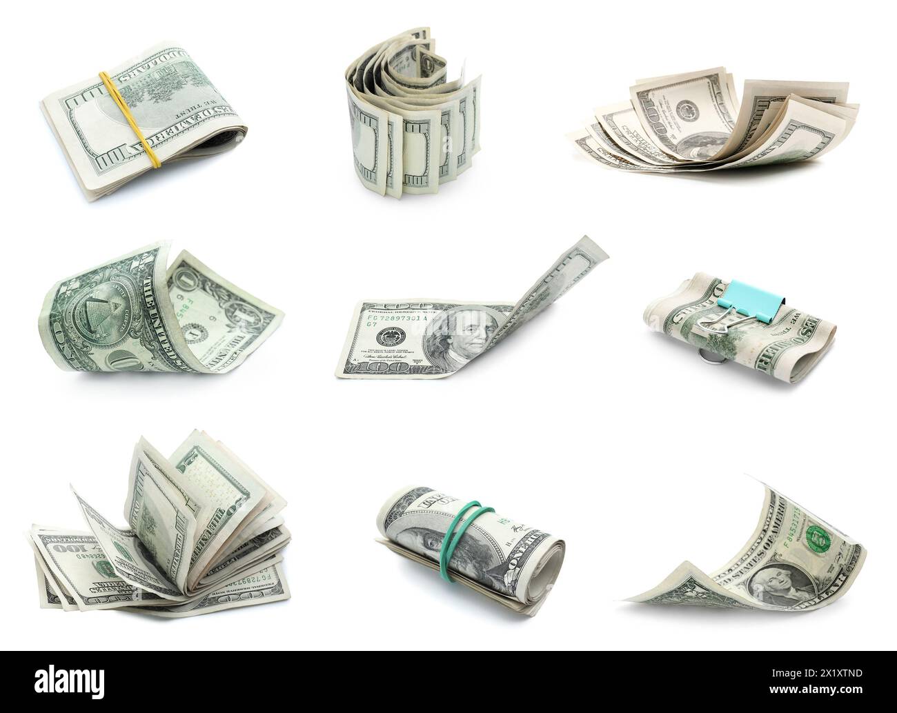 Set of dollar banknotes on white background Stock Photo - Alamy