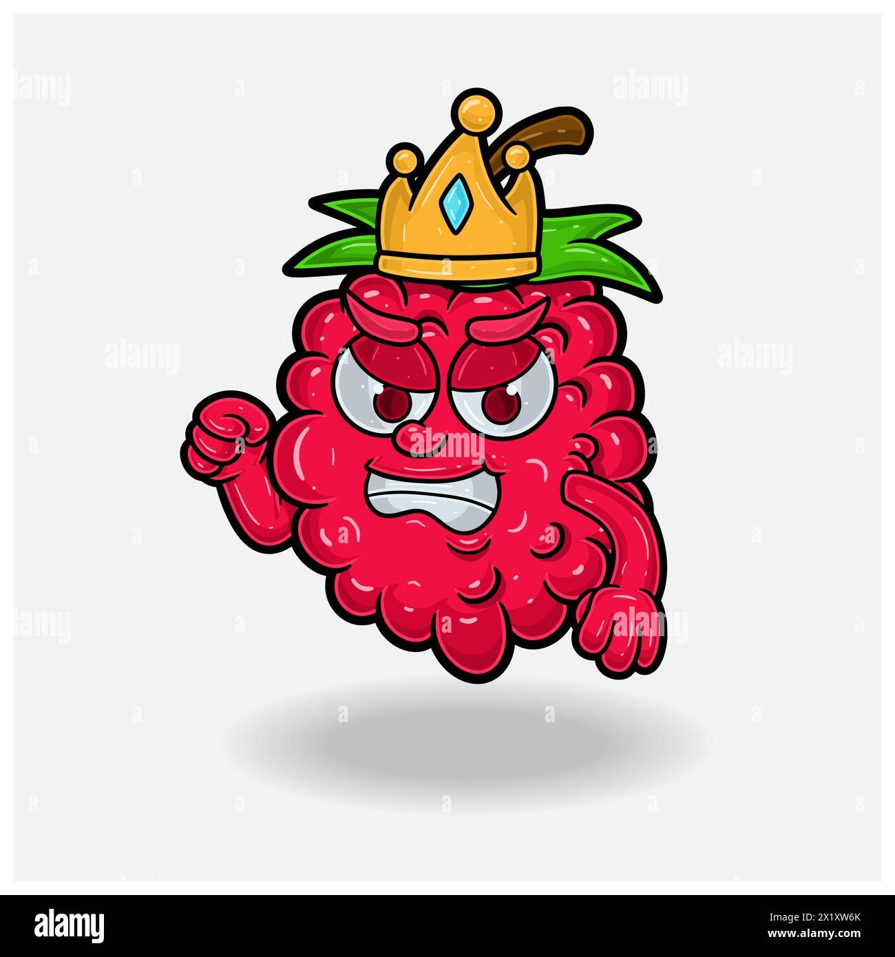 Angry expression with Raspberry Fruit Crown Mascot Character Cartoon ...