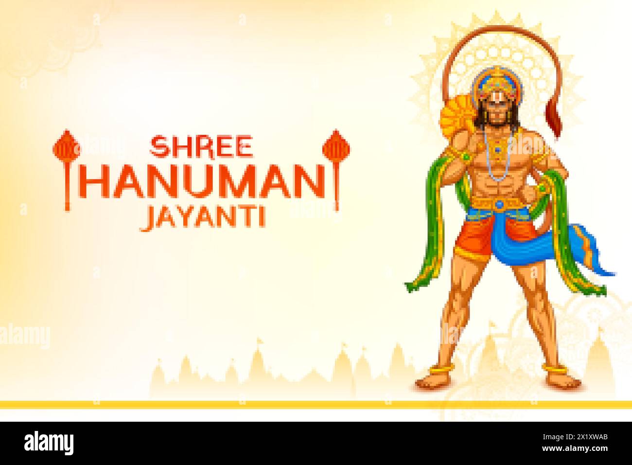 illustration of Lord Hanuman for Hanuman Jayanti Janmotsav celebration ...