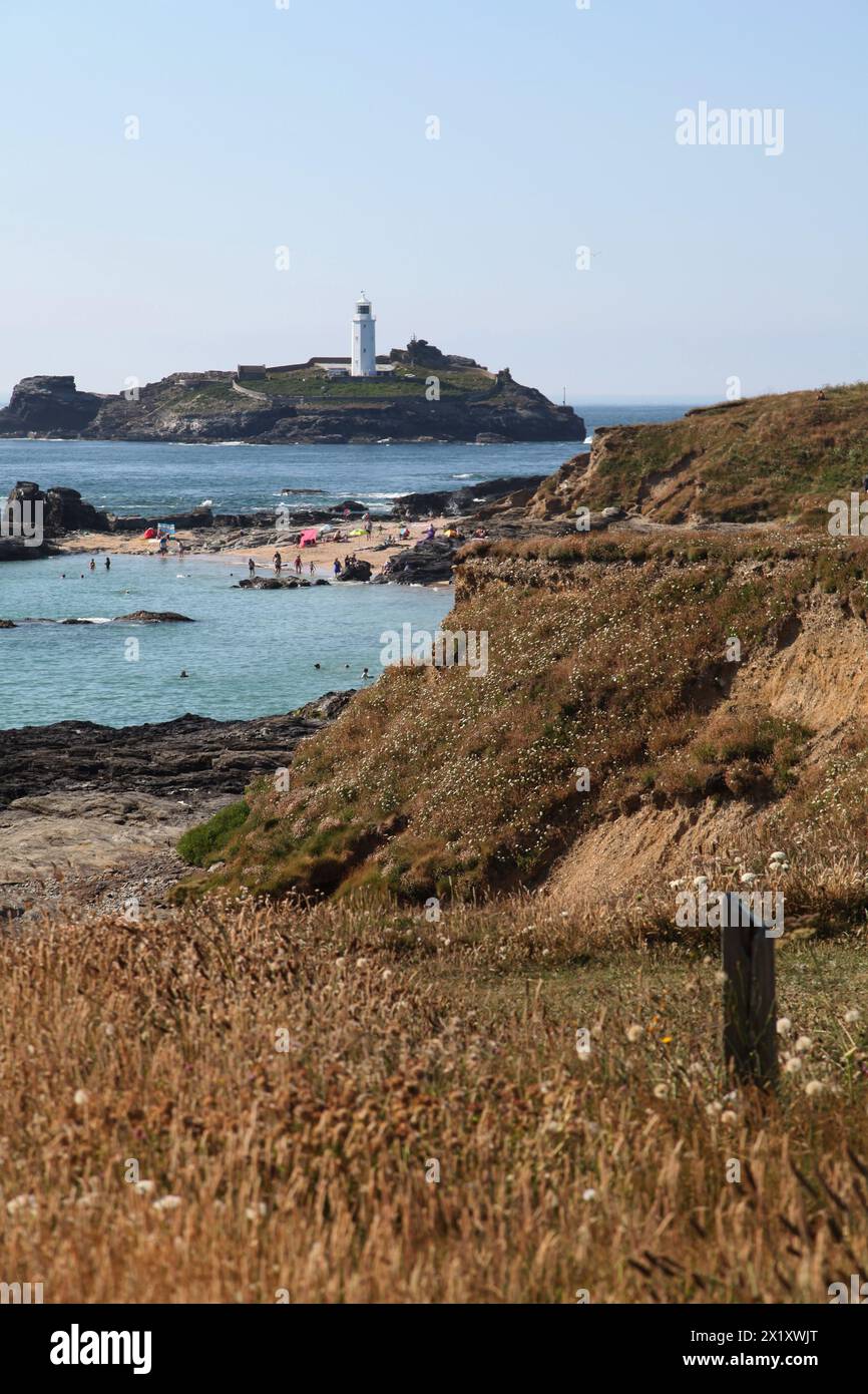 View of Godrevy Lighthouse, St Ives, Cornwall, England, UK Stock Photo ...