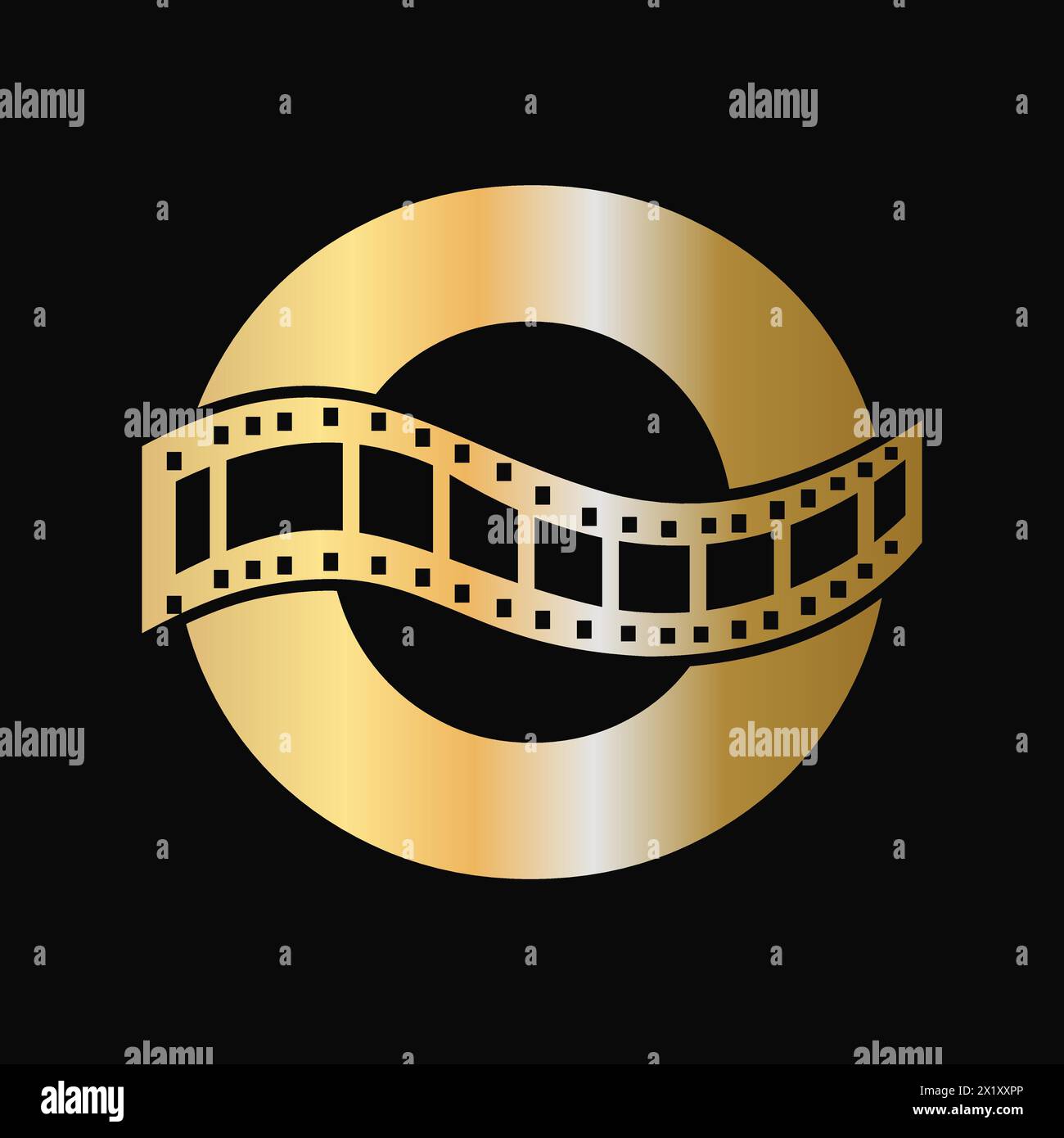 Letter O with Films Roll Symbol. Strip Film Logo For Movie Sign and ...