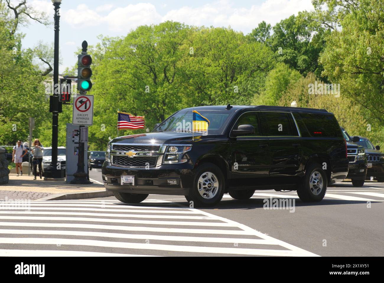 Washington, DC, USA. 18 Apr 2024. A motorcade transports Ukrainian ...