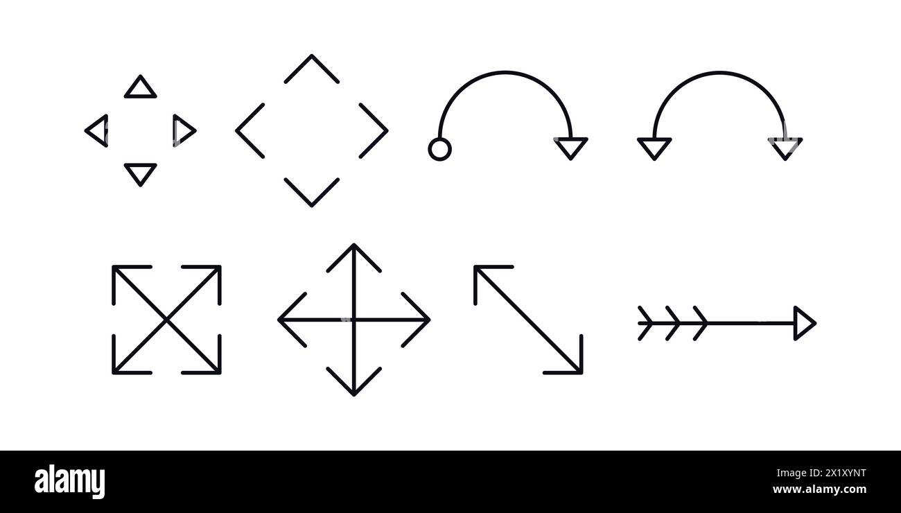 Line Arrow Vector Icon Set Arrow Direction Icons Set Vector Graphics Illustration Stock Vector