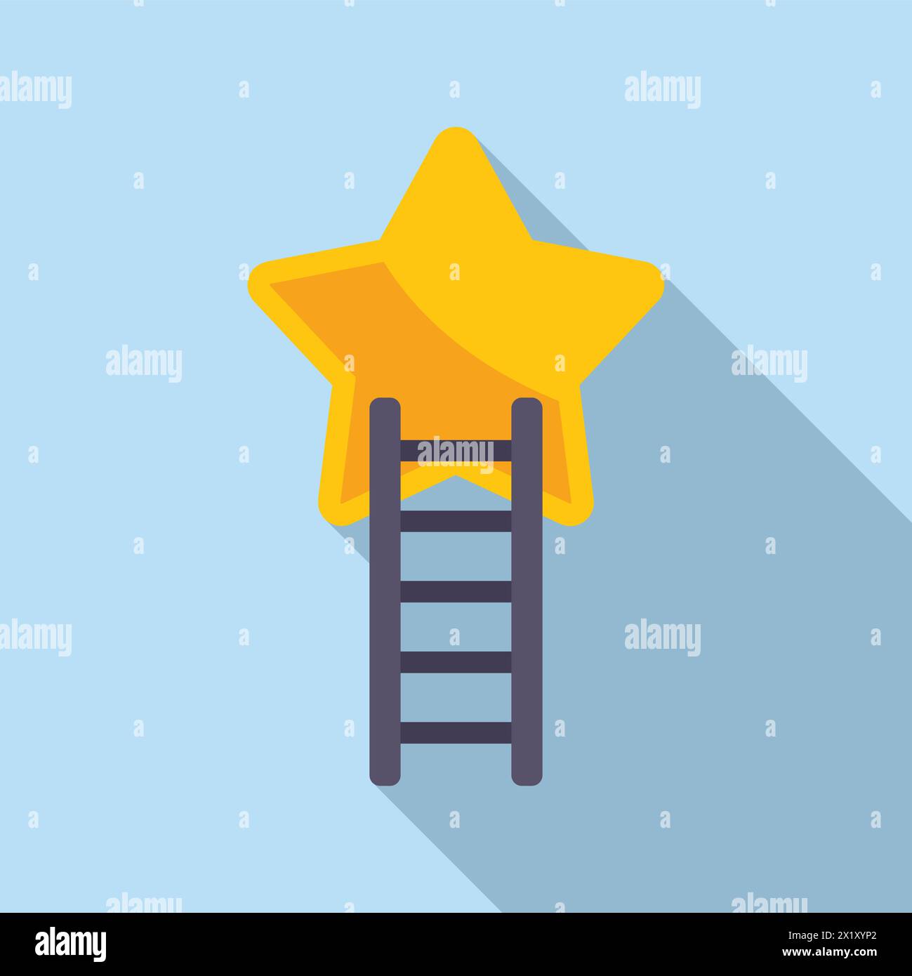 Ladder to success star icon flat vector. Business route to win. Hard ...