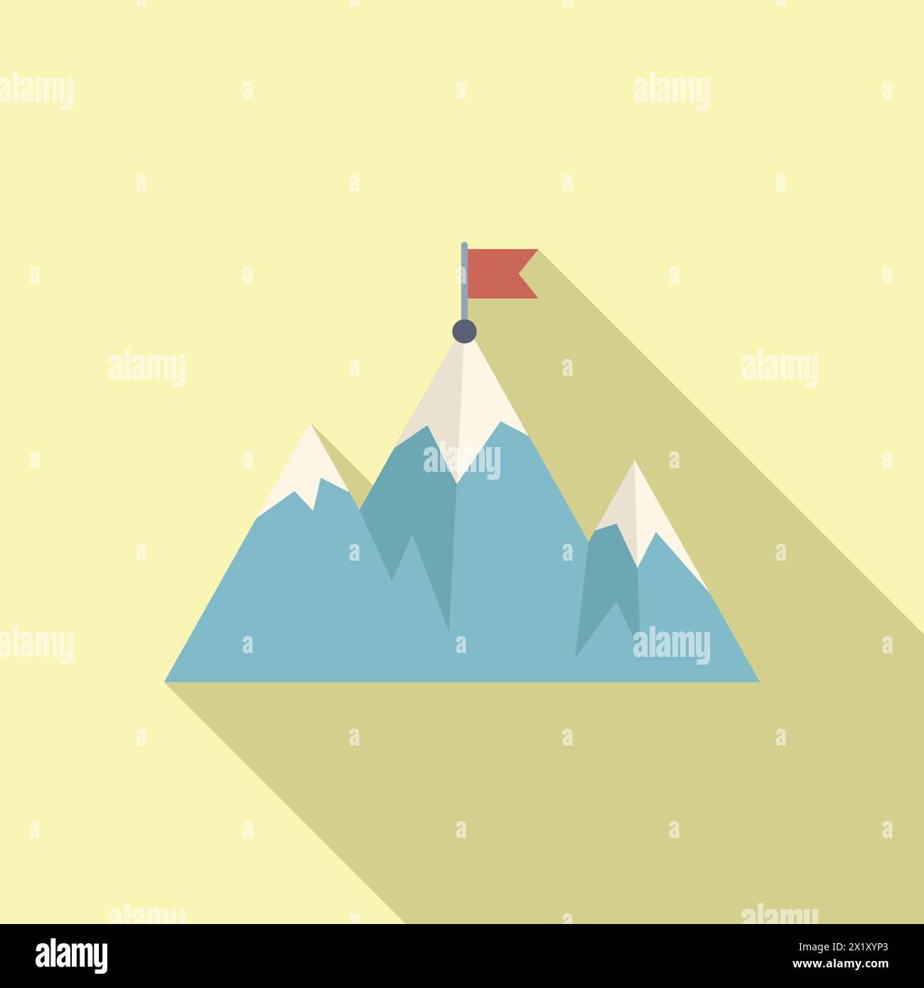 Mountain peak flag target icon flat vector. Success goal. Course leader ...