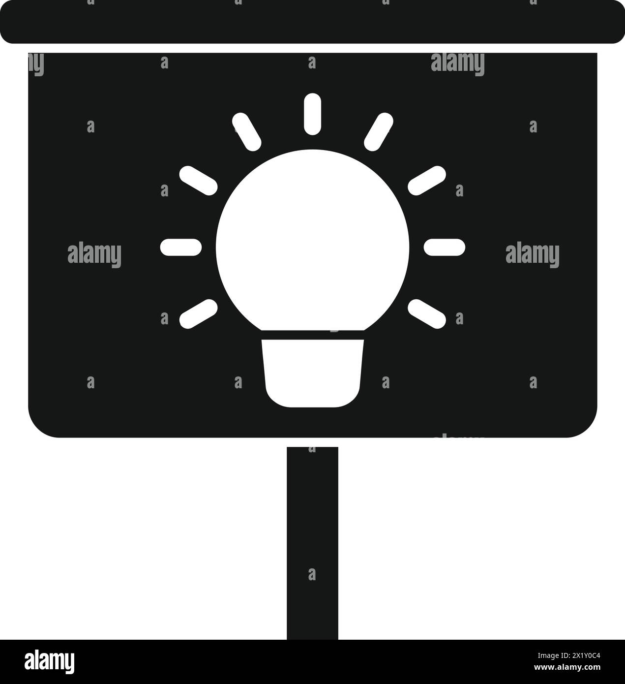New idea bulb on banner icon simple vector. Meeting presentation ...