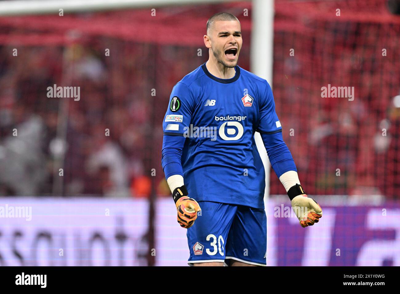 Lille, France. 18th Apr, 2024. goalkeeper Lucas Chevalier (30) of Lille pictured in action ...