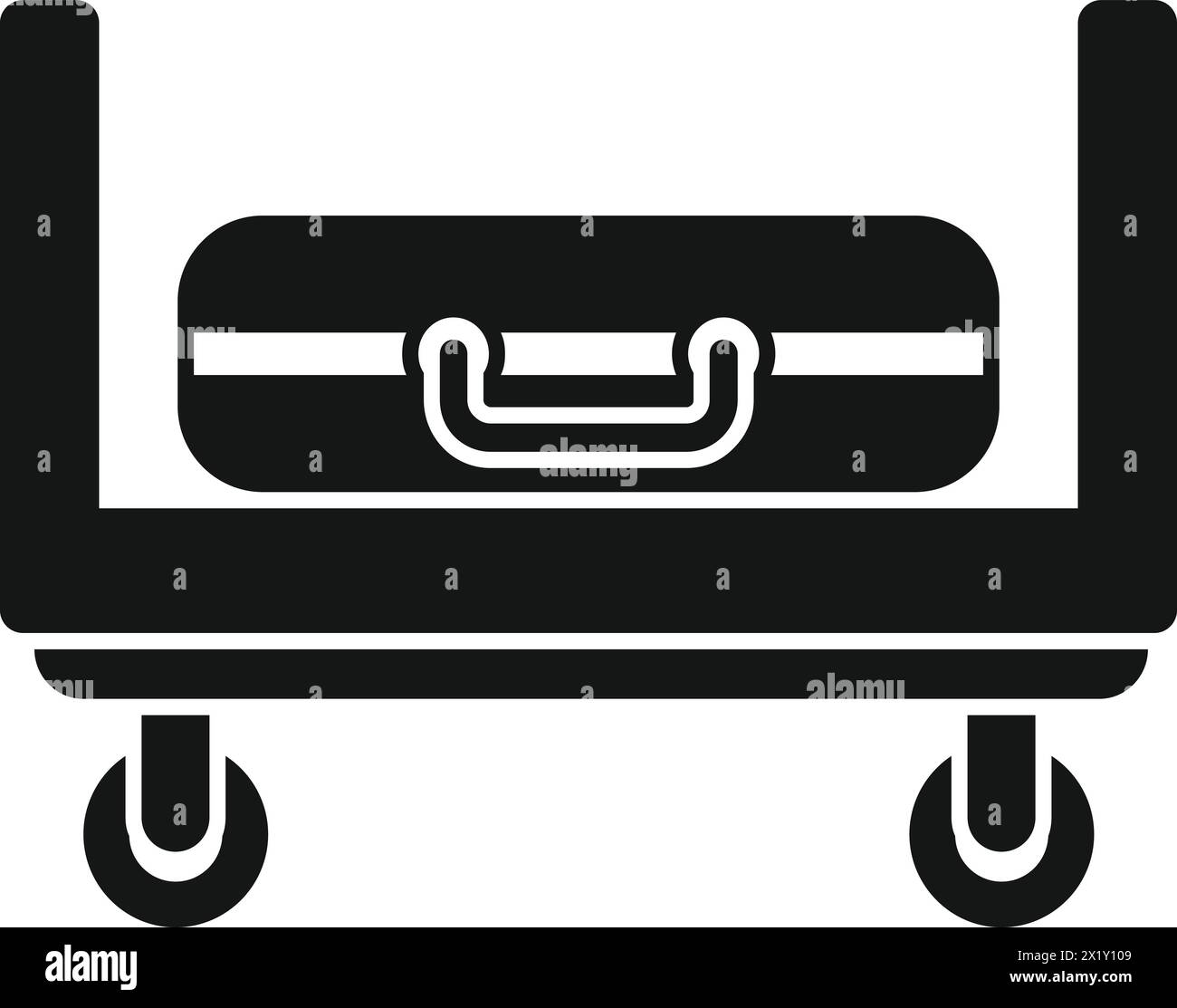 Lock luggage trolley icon simple vector. Move bag trip. Transport wheel ...