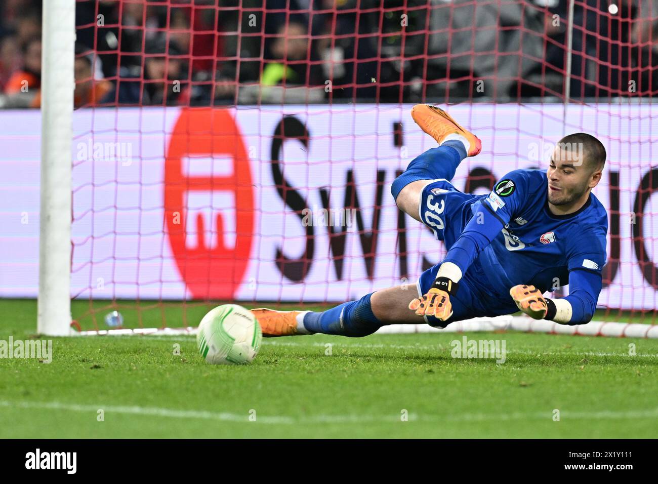 Lille, France. 18th Apr, 2024. goalkeeper Lucas Chevalier (30) of Lille pictured in action ...