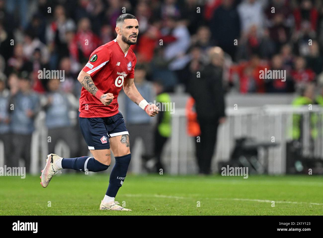 Lille, France. 18th Apr, 2024. Remy Cabella (10) of Lille pictured during the Uefa Conference ...