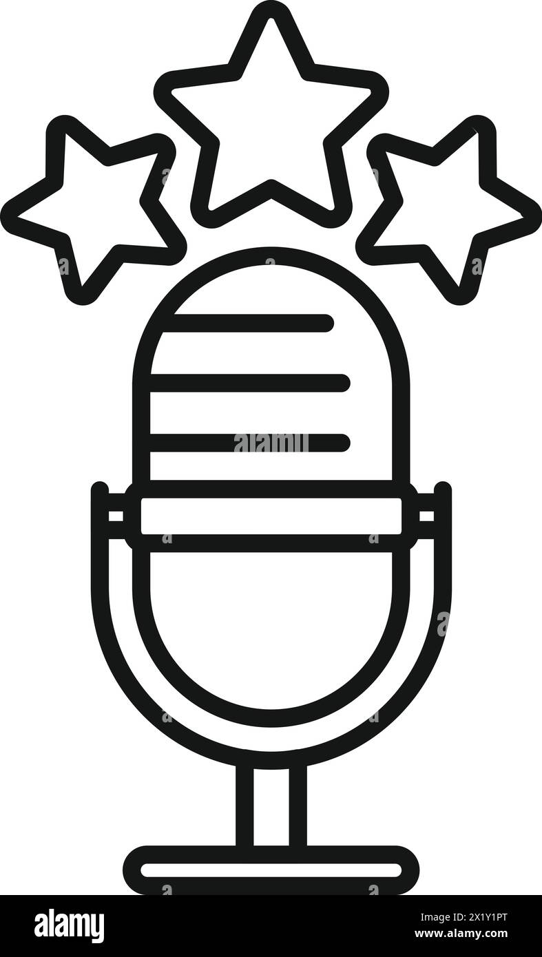 Best star rating microphone icon outline vector. Speech tool. Modern ...