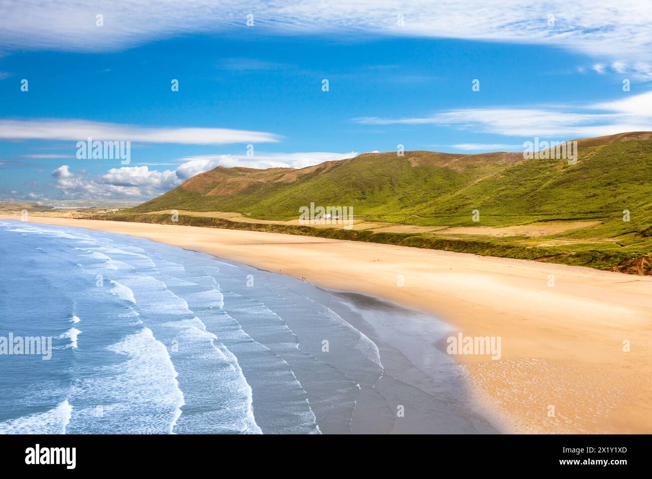 View across Rossili Bay, Gower, Wales Stock Photo - Alamy