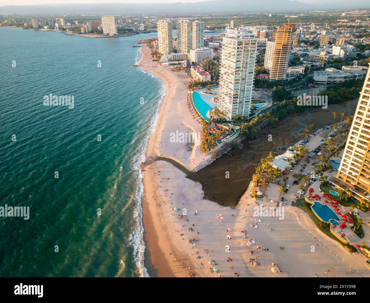 Horizontal aerial view from Hotel Zone over Play Del Holi looking ...