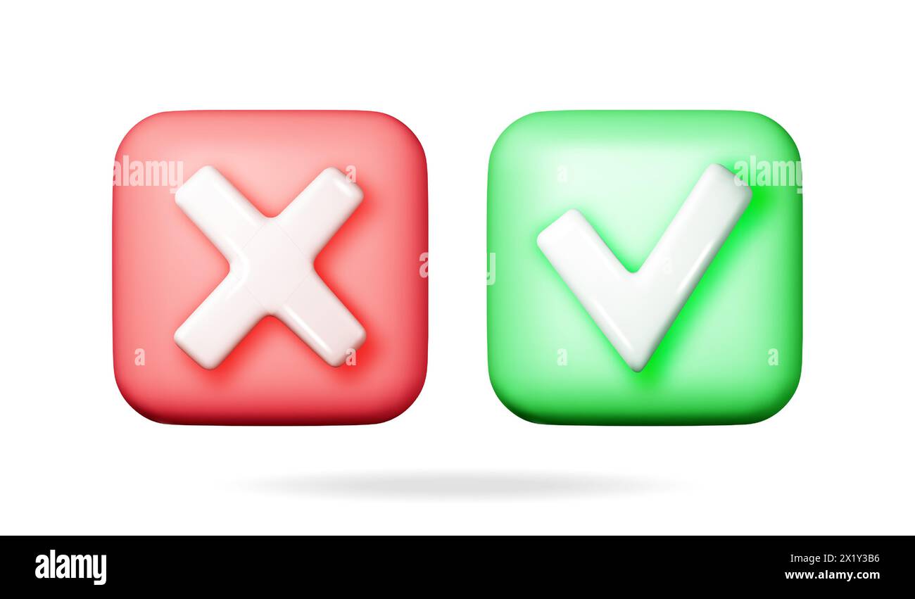 3D right and wrong button shape Stock Vector Image & Art - Alamy