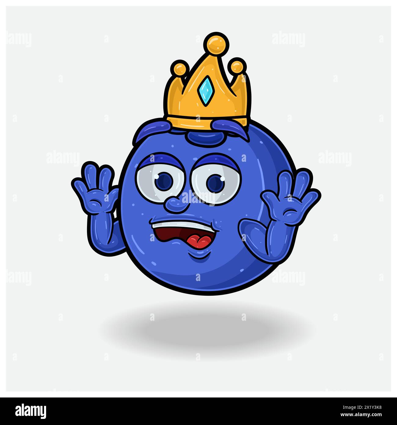 Shocked expression with Blueberry Fruit Crown Mascot Character Cartoon ...