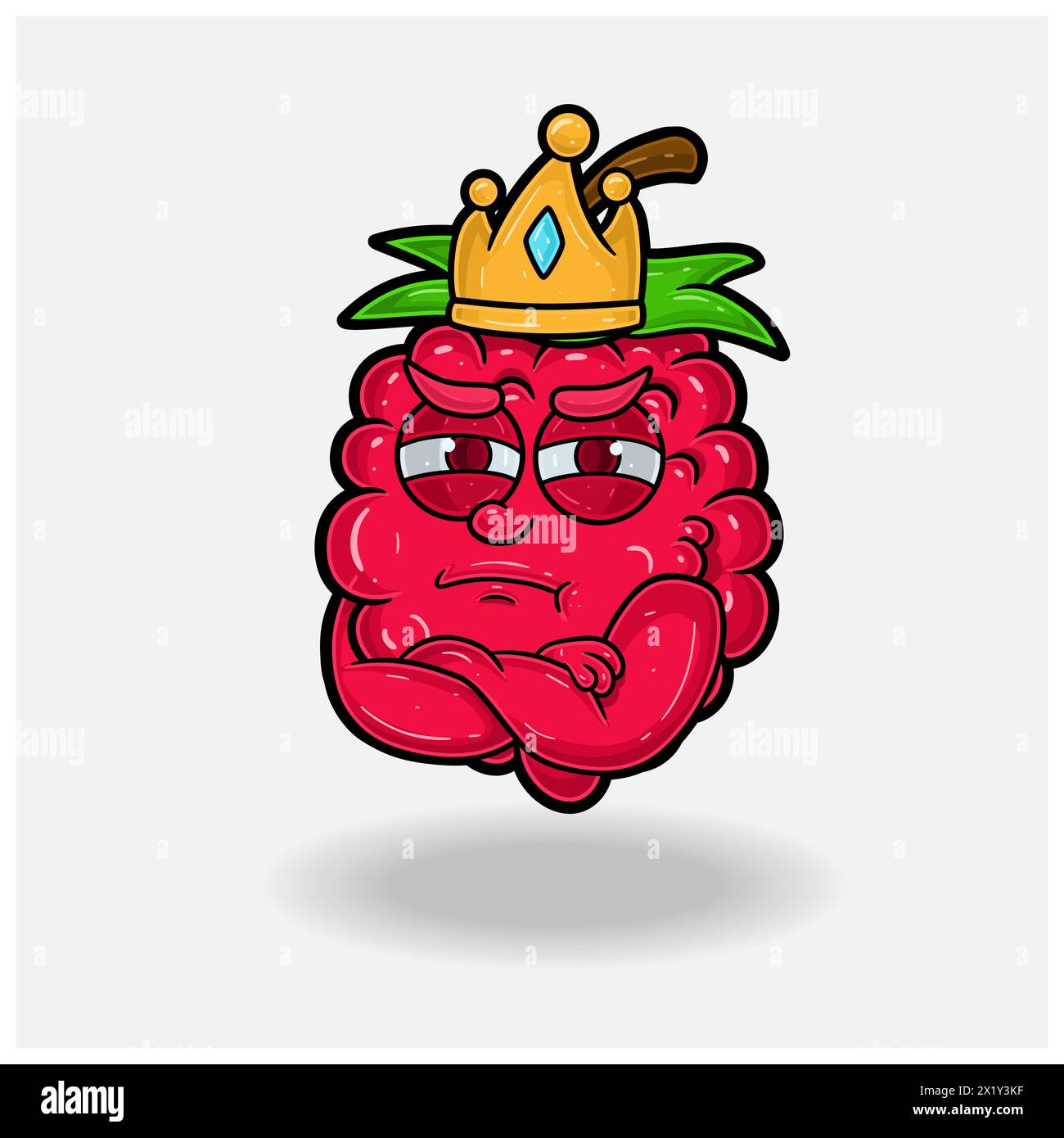 Jealous expression with Raspberry Fruit Crown Mascot Character Cartoon ...