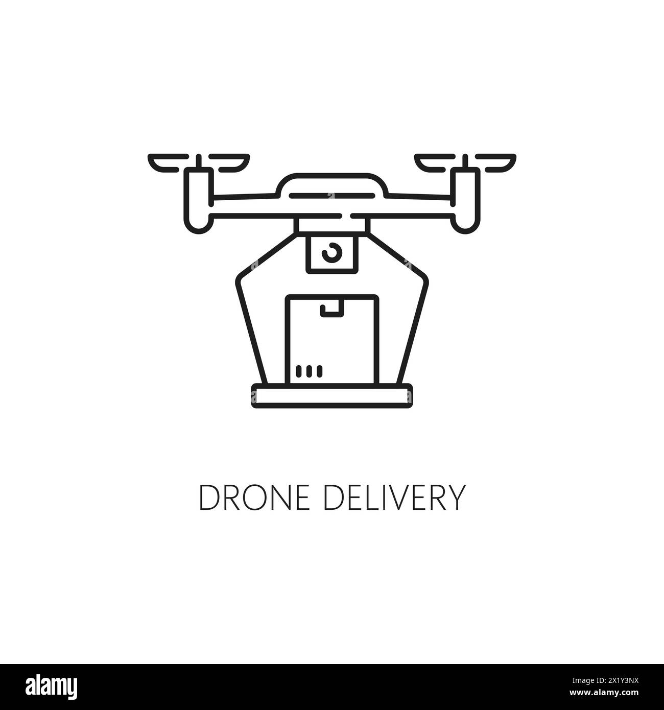 Drone delivery line icon of logistics service and courier shipping ...