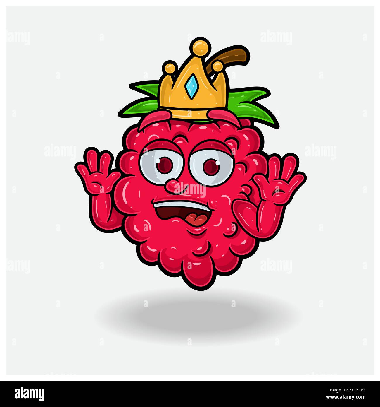 Shocked expression with Raspberry Fruit Crown Mascot Character Cartoon ...