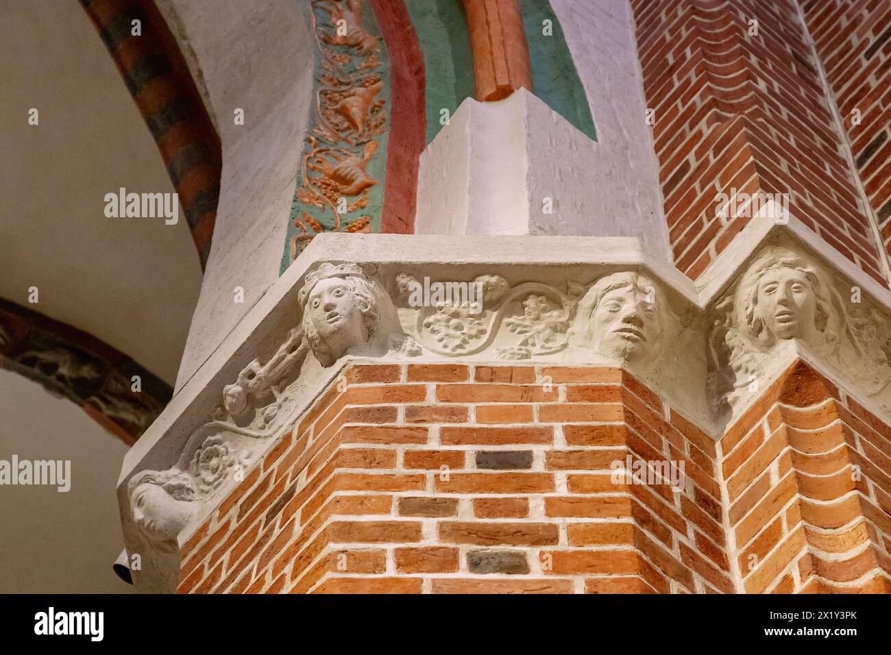 Column capitals with figure reliefs in the interior of the Cathedral of ...
