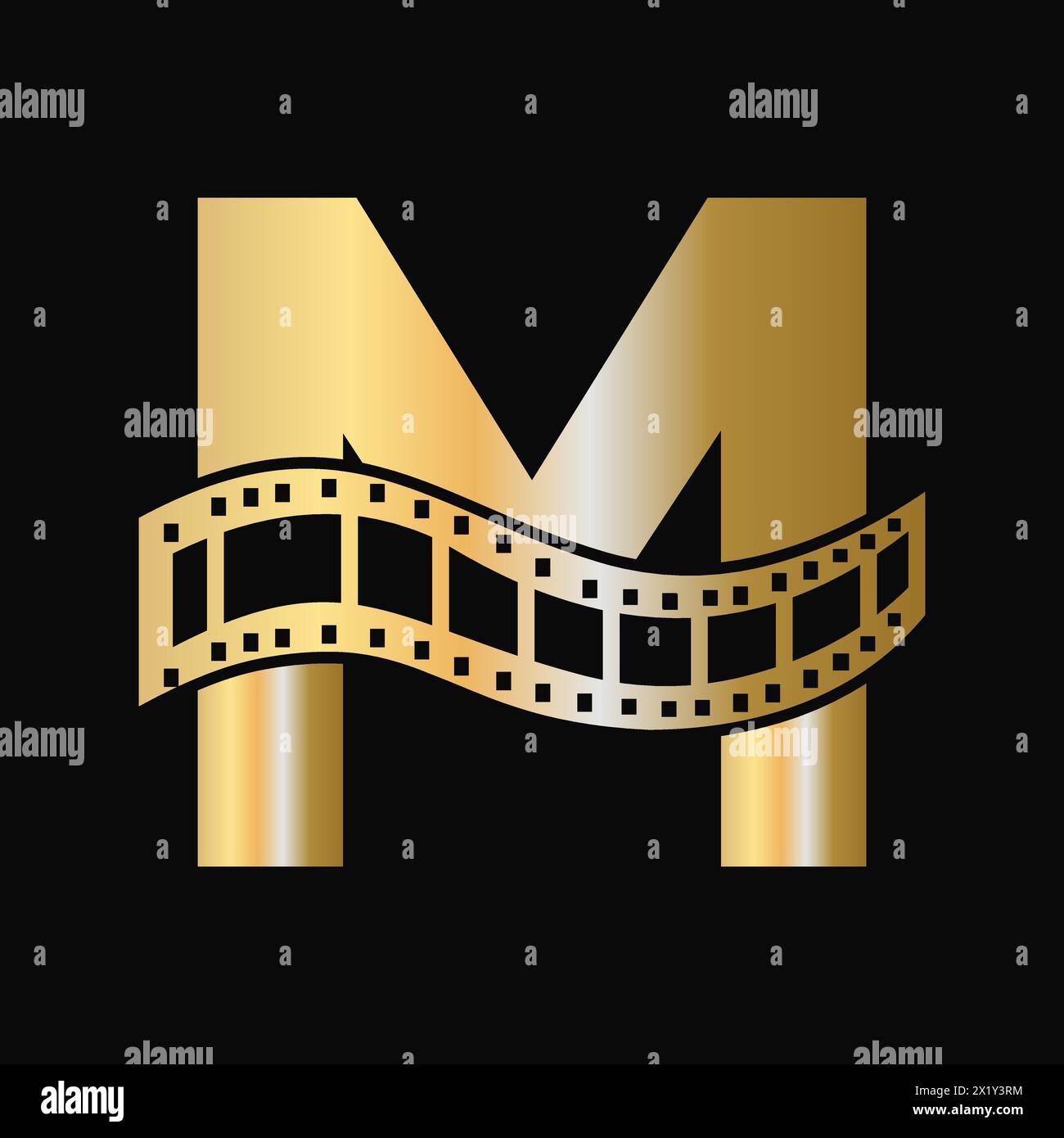 Letter M with Films Roll Symbol. Strip Film Logo For Movie Sign and ...