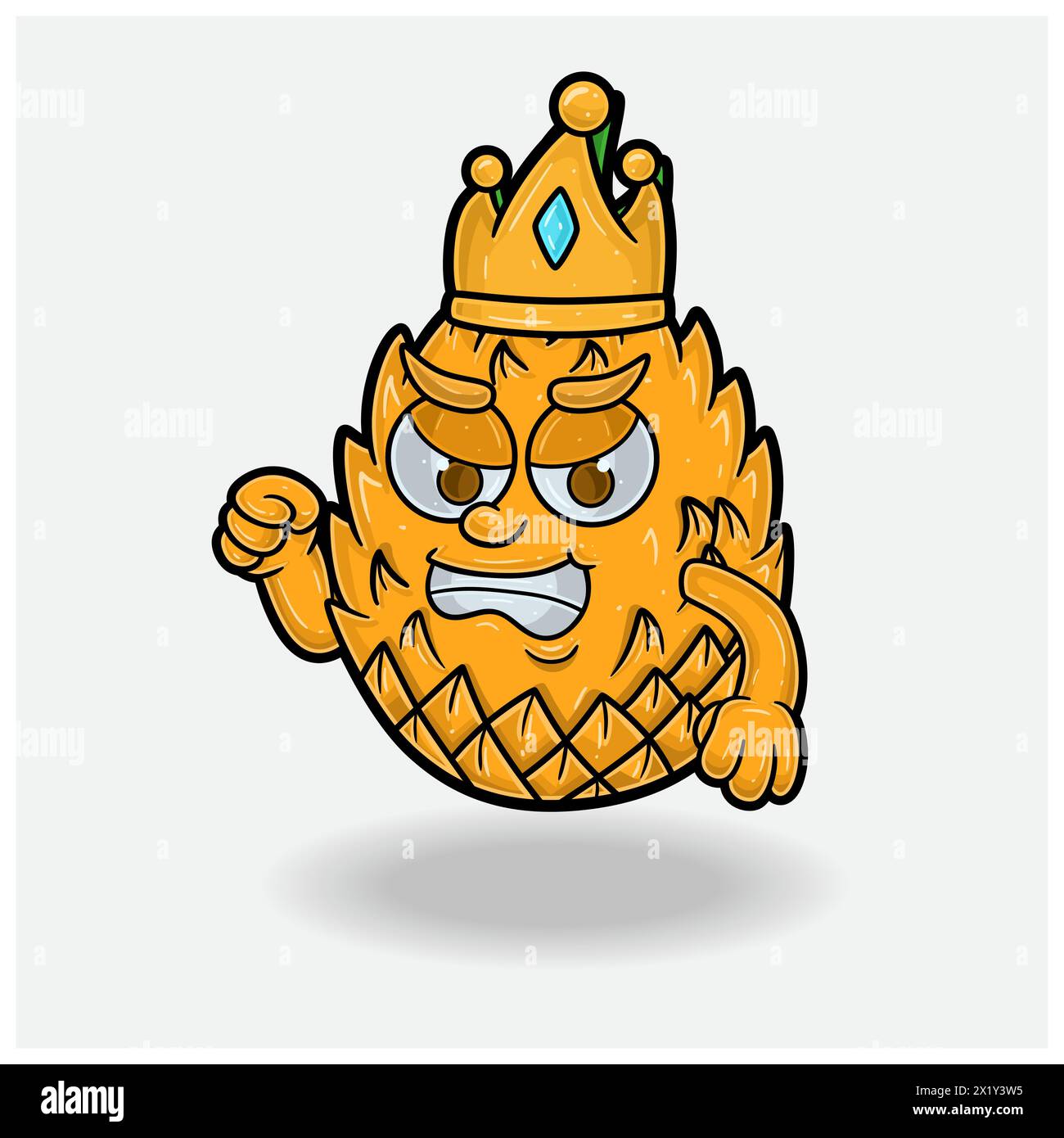 Angry expression with Pineapple Fruit Crown Mascot Character Cartoon ...