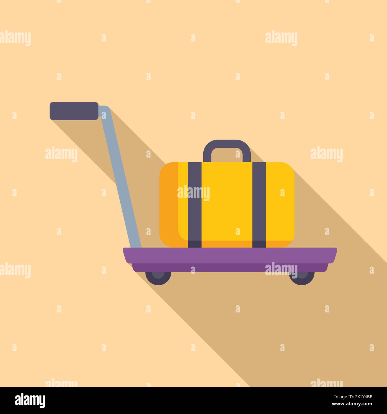 Support move luggage trolley icon flat vector. Security platform. Wheel ...