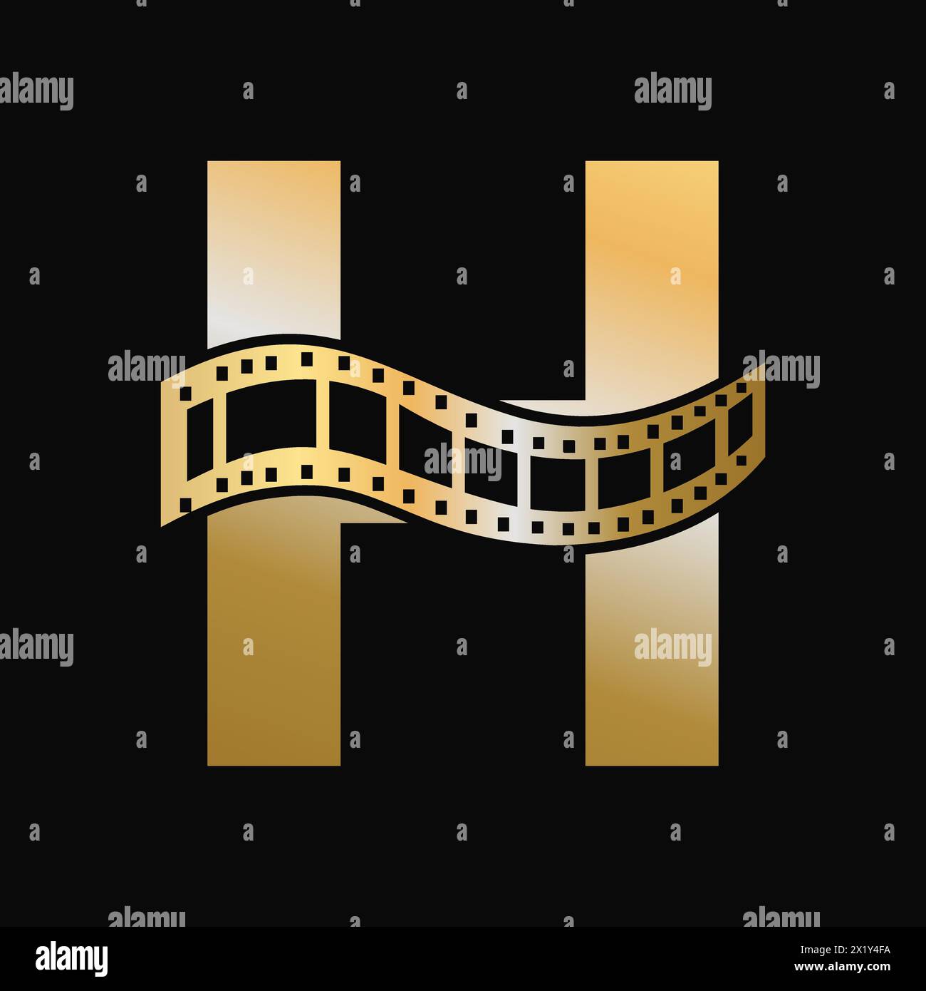 Letter H with Films Roll Symbol. Strip Film Logo For Movie Sign and ...