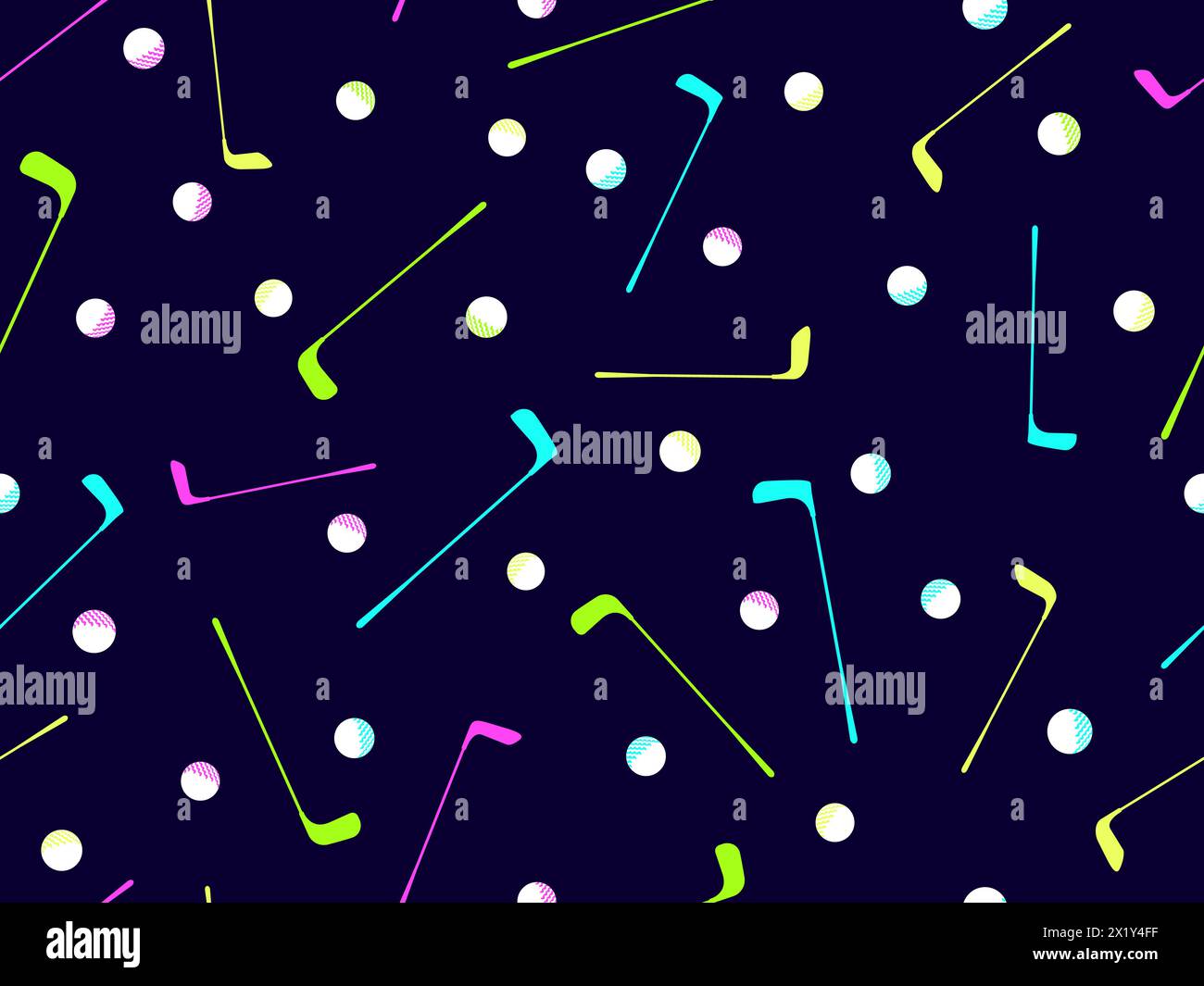Seamless pattern with golf clubs and balls. Golf putter and a golf ball ...