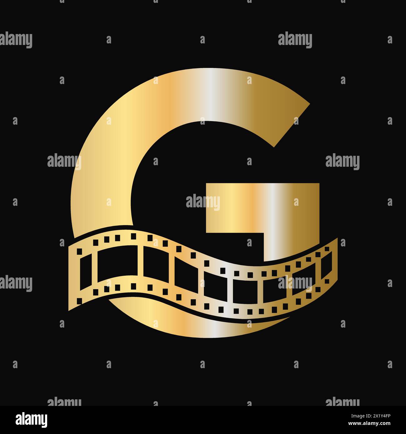 Letter G with Films Roll Symbol. Strip Film Logo For Movie Sign and ...