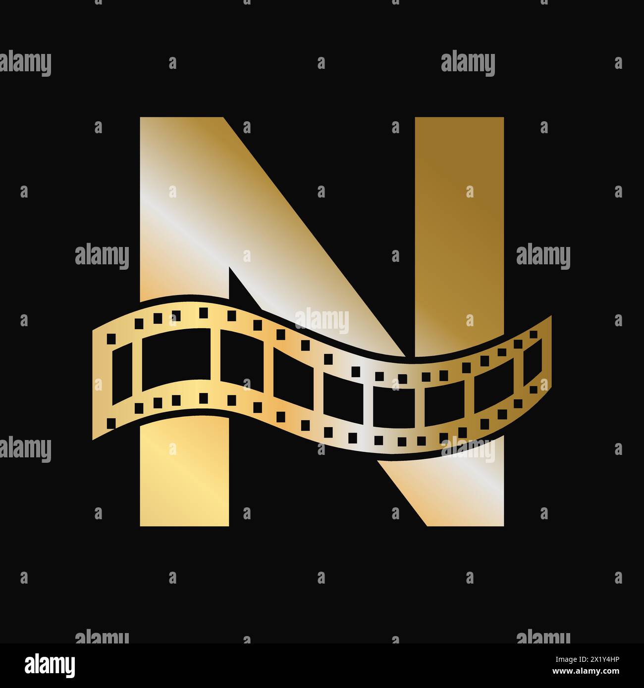Letter N with Films Roll Symbol. Strip Film Logo For Movie Sign and ...