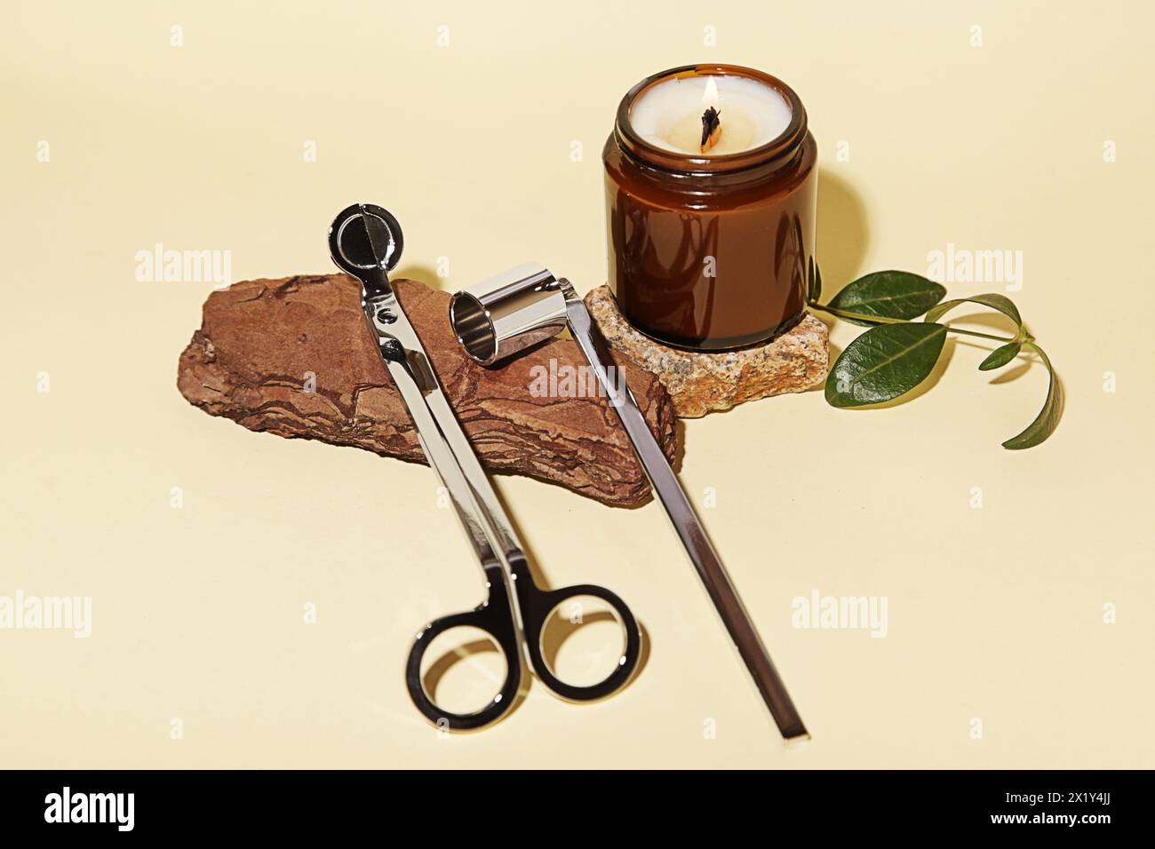 Mockup Candle,glass jar, wick made of silver stainless steel Stock ...