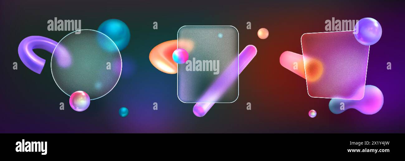 Transparent frosted acrylic frame with 3d geometric shapes in glass ...