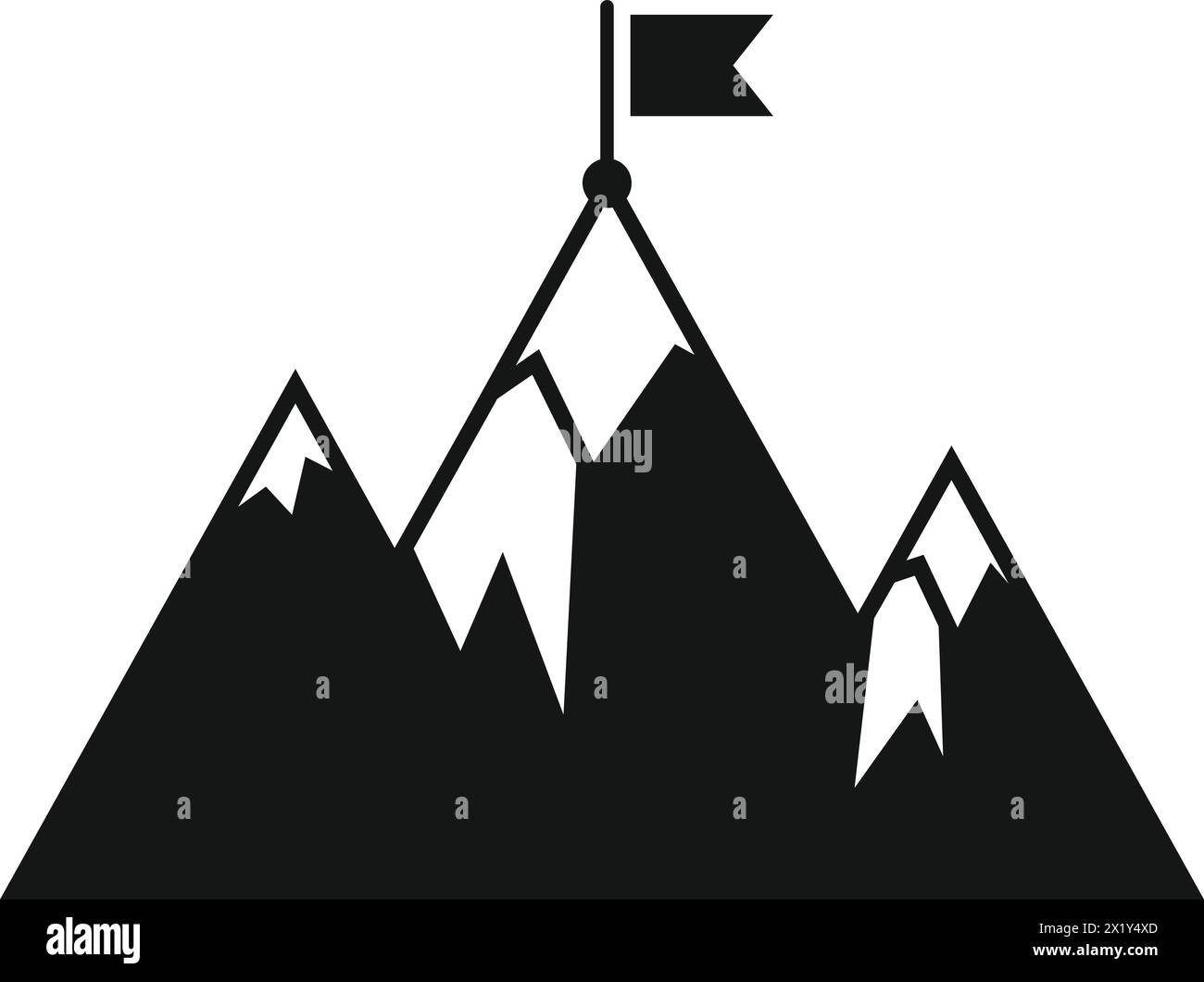 Mountain peak flag target icon simple vector. Success goal. Course ...