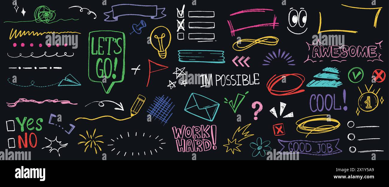 Hand drawn sketch pencil text underline, arrow, emphasis line accent ...