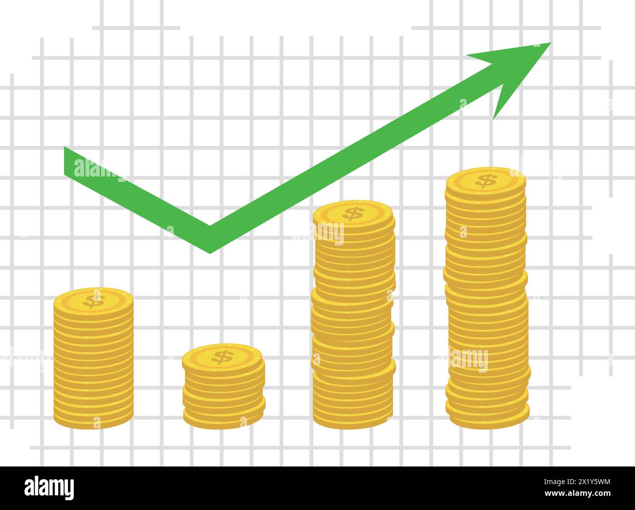 vector statistics trend up coins arrow Stock Vector Image & Art - Alamy
