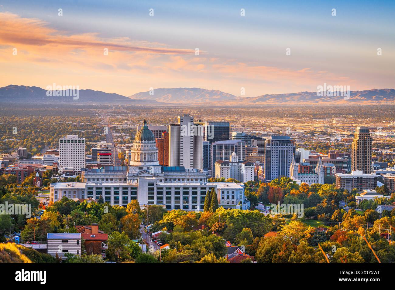 Salt Lake City, Utah, USA downtown city skyline at dawn Stock Photo - Alamy