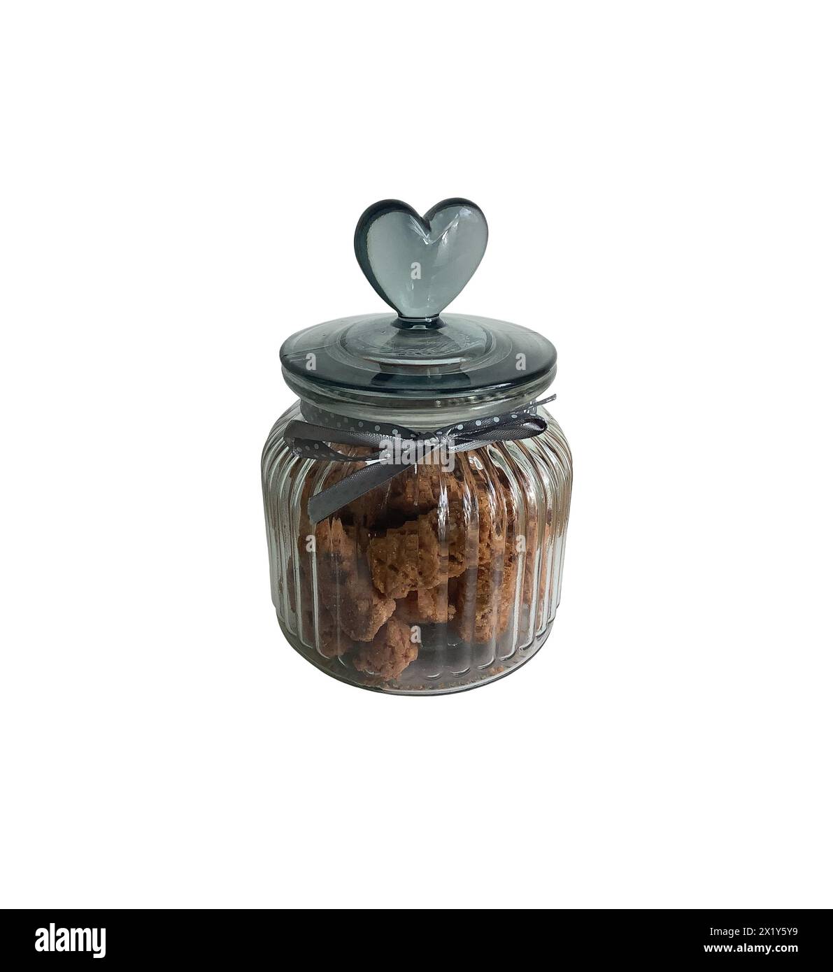 Glass transparent jar with sweet biscuits isolated cutout object ...