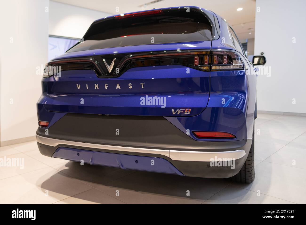 new blue Vinfast vf 8 electric crossover in Studio, advanced ...