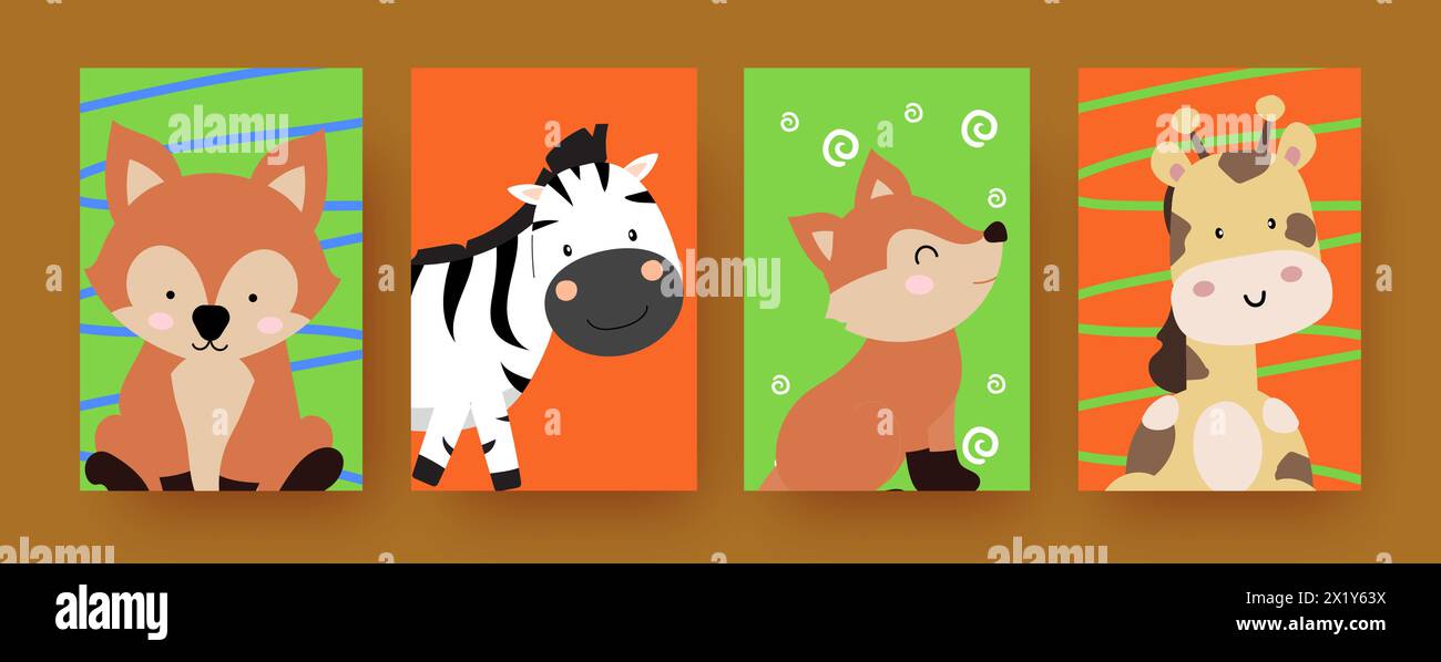 Contemporary Art Posters: Cute Animals Collection for Children's Rooms ...