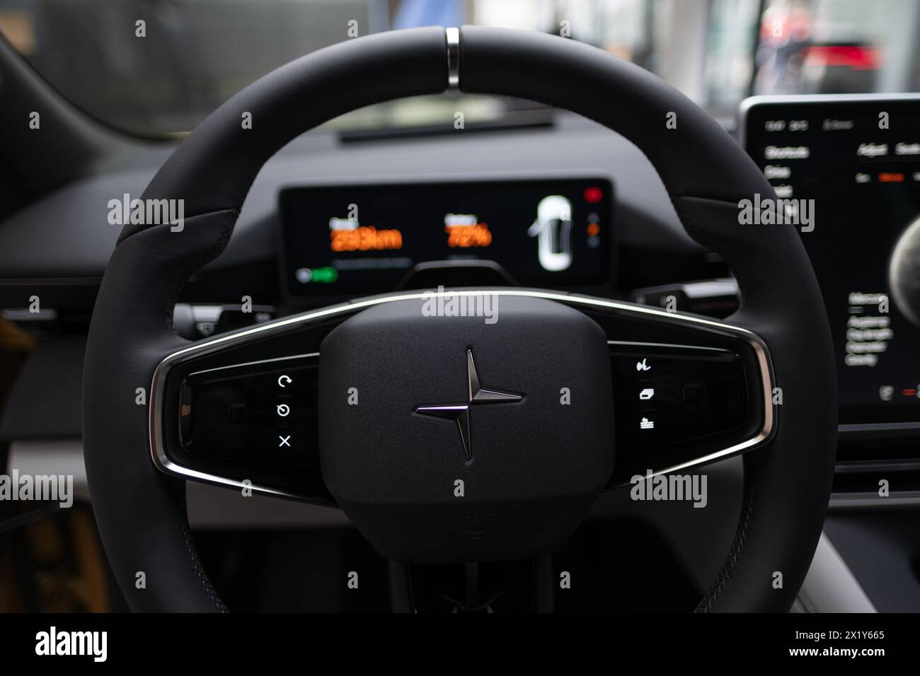 modern and stylish steering wheel, dashboard, interior Polestar 4 ...