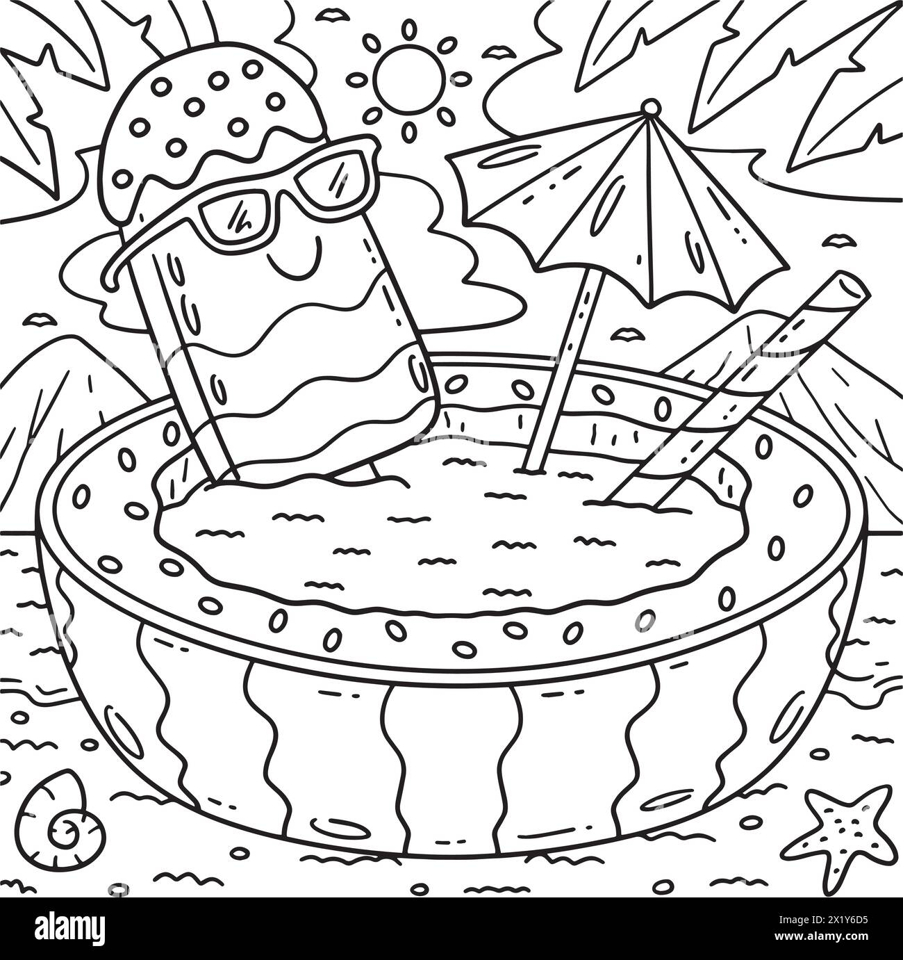 Ice Cream Popsicle on Watermelon Pool Coloring Stock Vector Image & Art ...