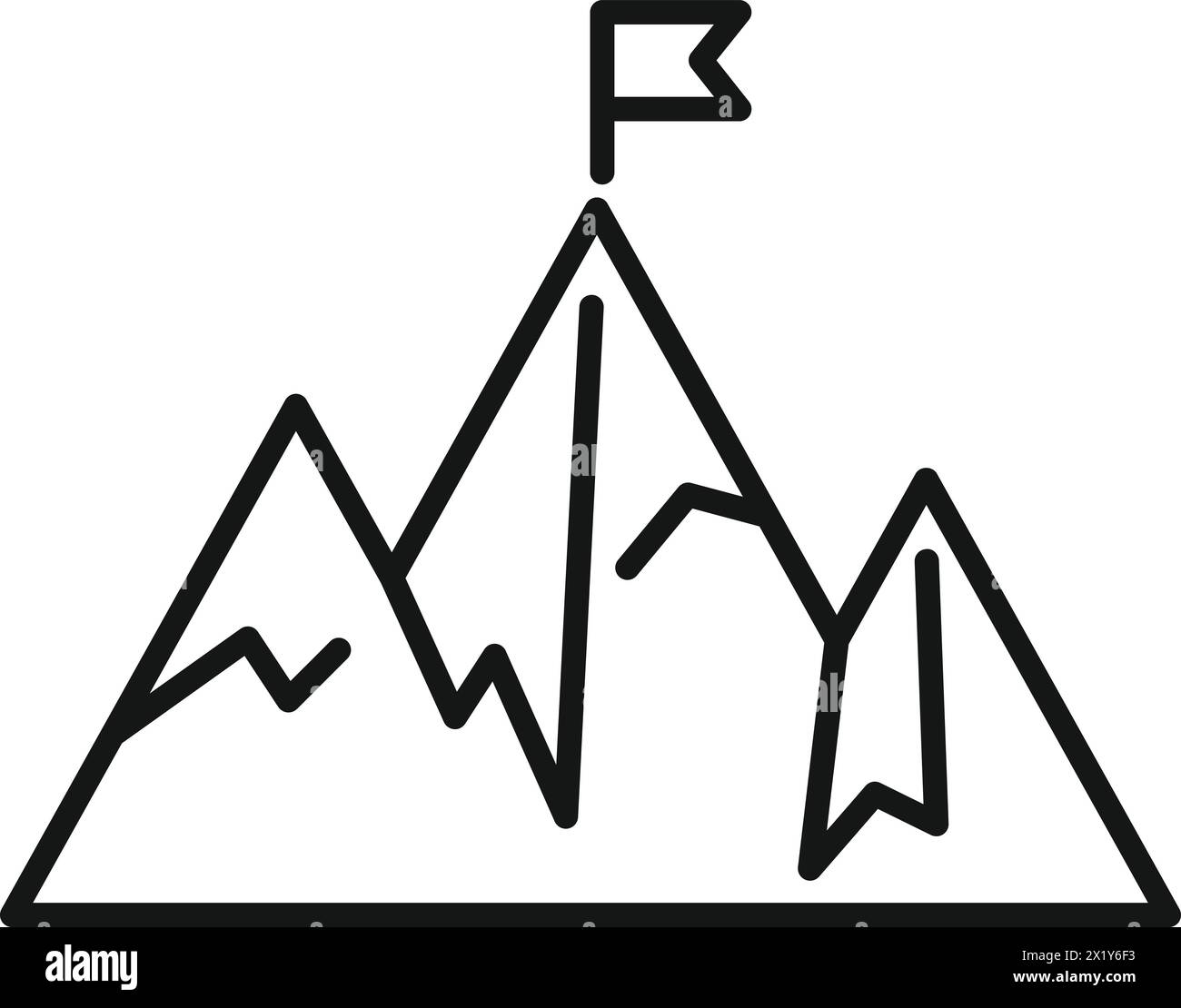 Mountain peak flag target icon outline vector. Success goal. Course ...