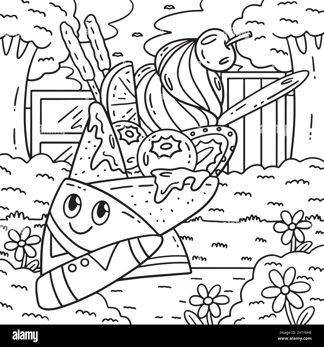 Ice Cream Crepe Coloring Page for Kids Stock Vector Image & Art - Alamy